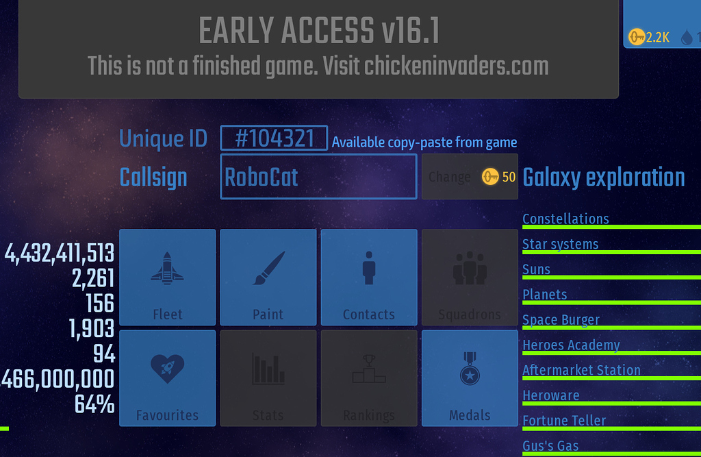 Unique ID for all people instead Callsign* - Ideas - Chicken Invaders ...